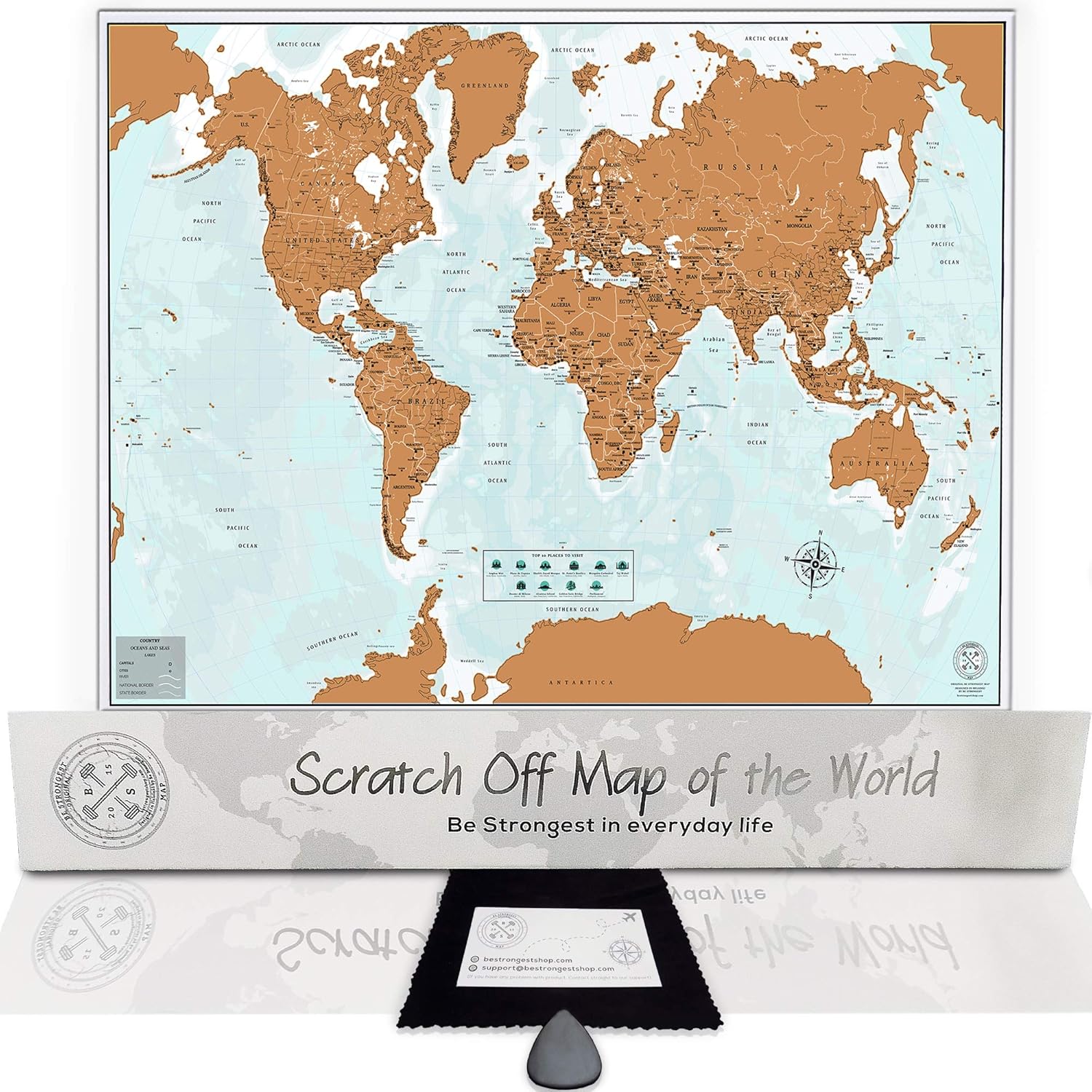 Scratch Off World Map - 33" x 23" (84 x 58,4 cm) - World Map Scratch ...
