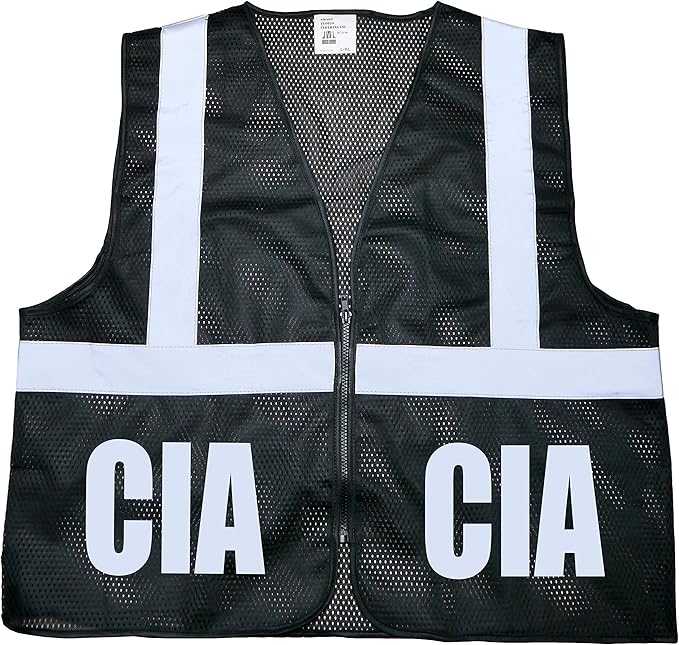 Amazon.com: Conspiracy Tee CIA Safety Vest, Black, Reflective Design ...