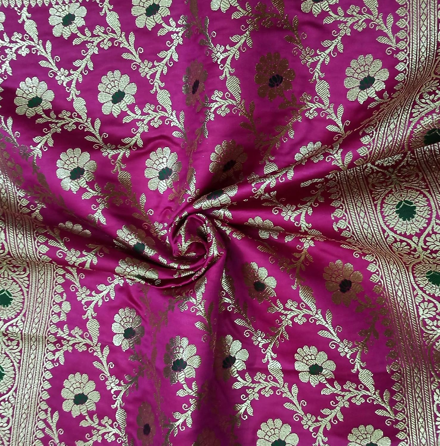 Buy Kashiya Women's Banarasi Silk Meenakari Work Floral Jaal Pattern ...