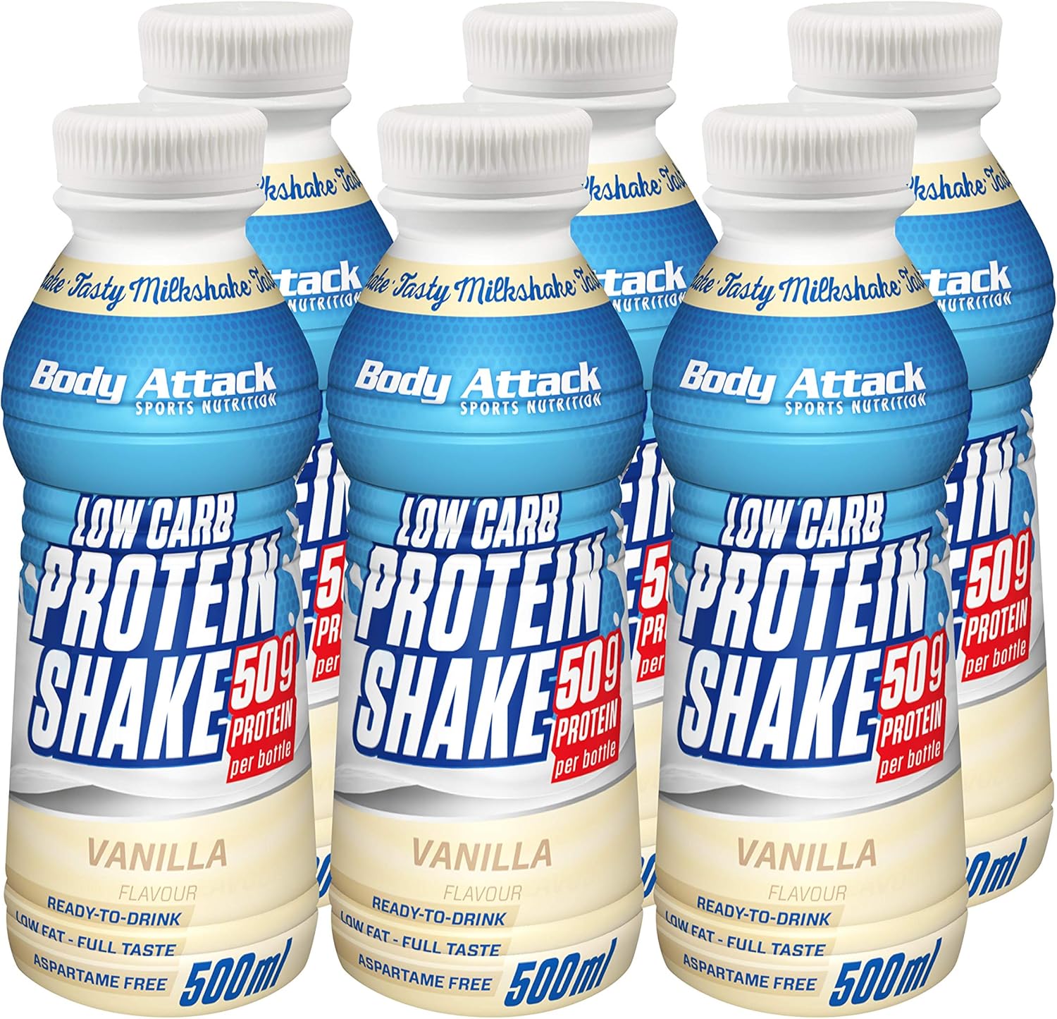 Body Attack Low Carb Protein Shake, 6er Pack (6x 500 ml) (Vanille ...