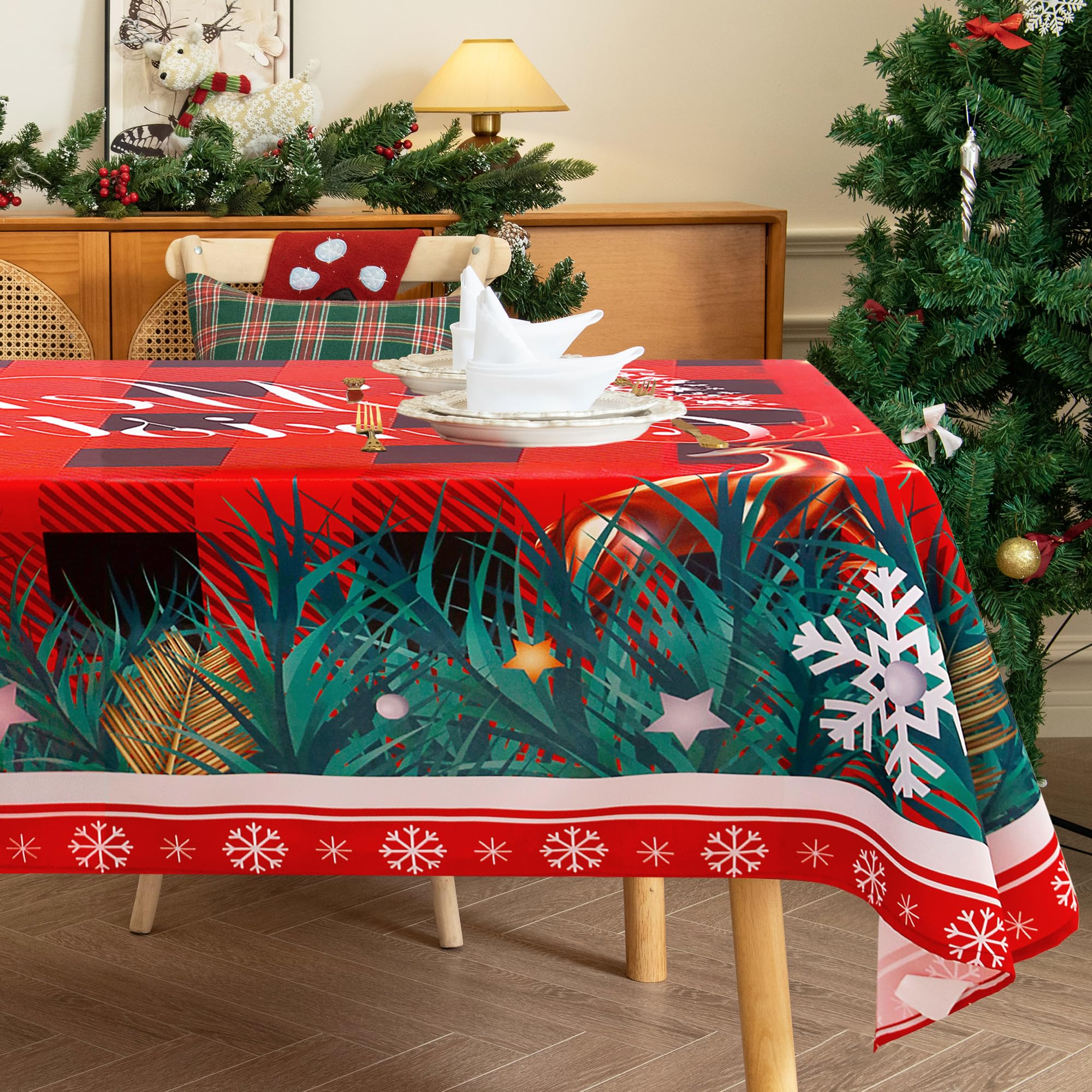 Karseteli Christmas Tablecloth 60x102 Inches, Red Plaid Christmas Table ...