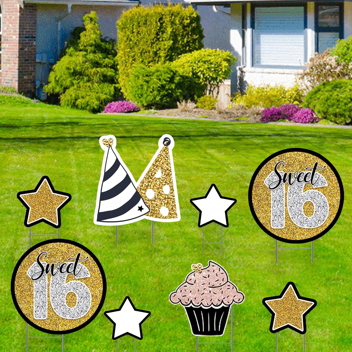 Amazon 8 pc Sweet 16 Birthday Yard Sign Outdoor Lawn Decoration 