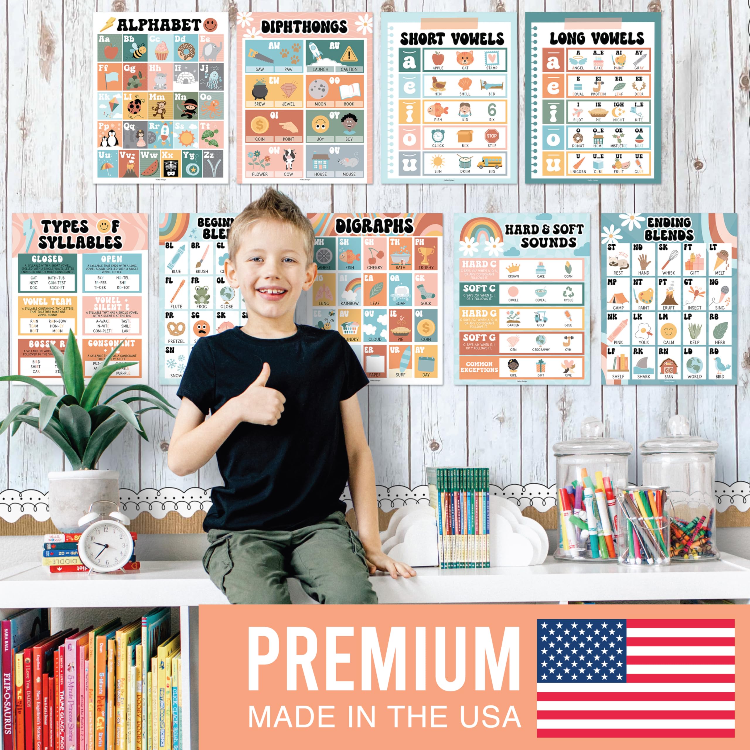 Mua 9 Retro Sound Wall Classroom Phonics Posters For Classroom Wall ...