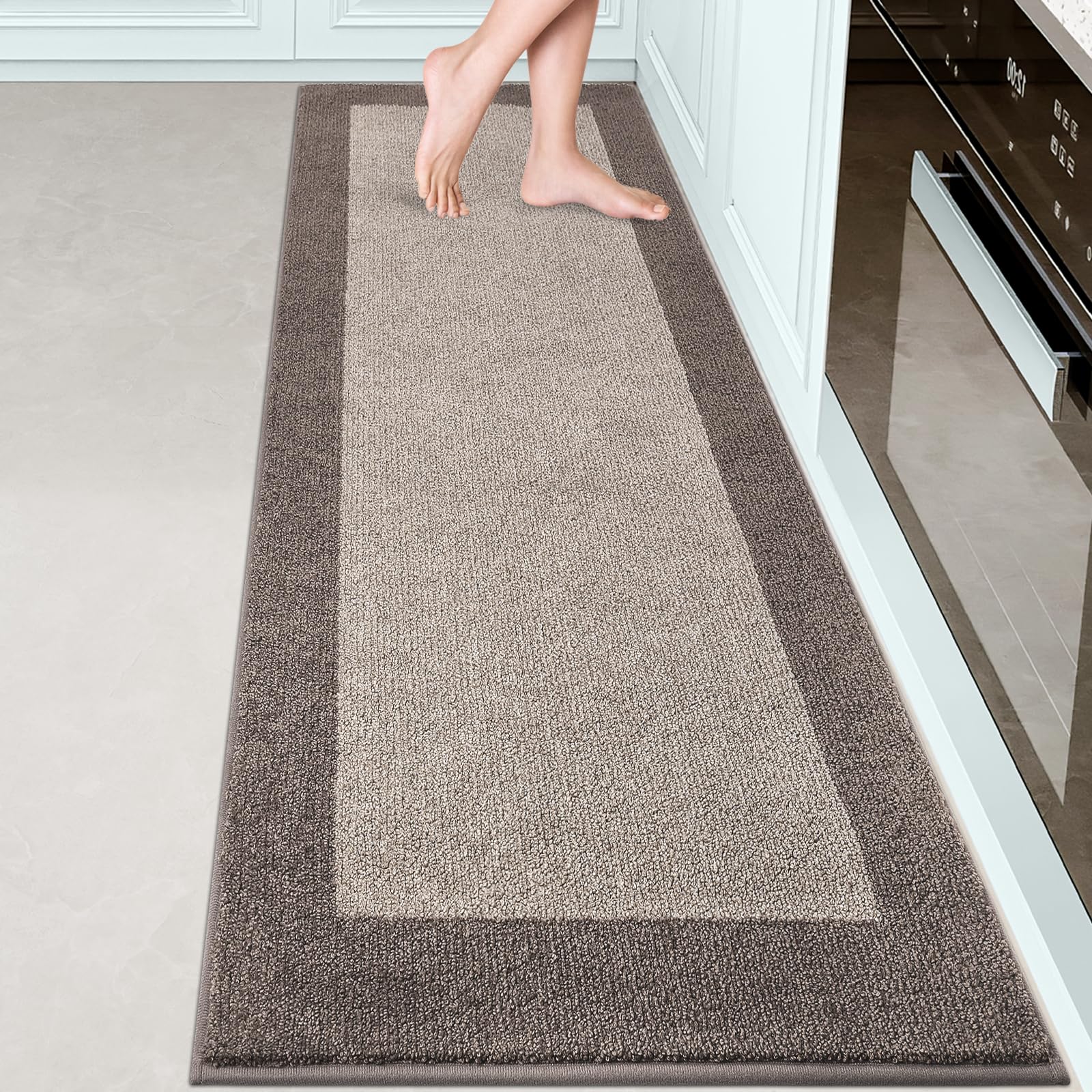 DOMUSTEX Machine Washable Kitchen Rug 24" x 84", Non Slip Kitchen Mat ...