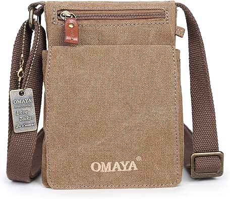 Shoulder Bag By OMAYA - Waxed Canvas Bi-Fold Multi-Pockets Cross Body ...
