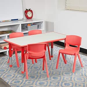 Amazon.com: Flash Furniture 23.625''W x 47.25''L Rectangular Red ...