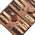 Amazon.com: Lingle 14.5” Premium Natural Walnut Folding Backgammon Sets ...