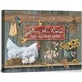 Amazon.com: Framed Farmhouse Country Chicken Canvas Wall Art Rustic ...