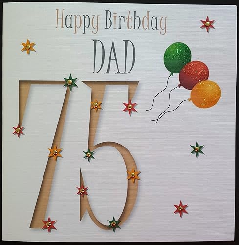 Happy Birthday Card - Dad 75th Birthday - Handmade Card: Amazon.co.uk ...