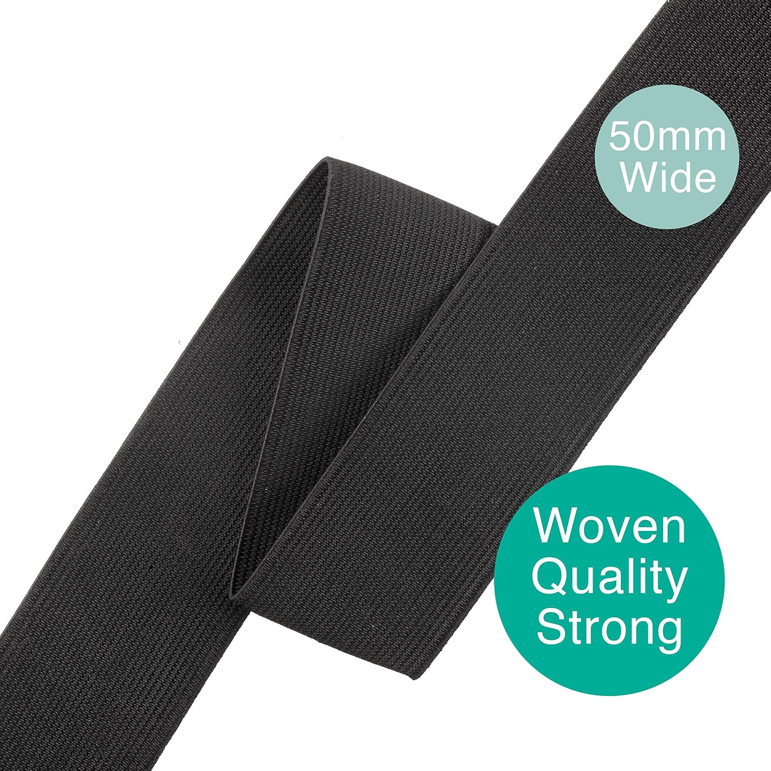 The Bead Shop – Wide Black Elastic Band | 50mm 6 metres | Stretch ...