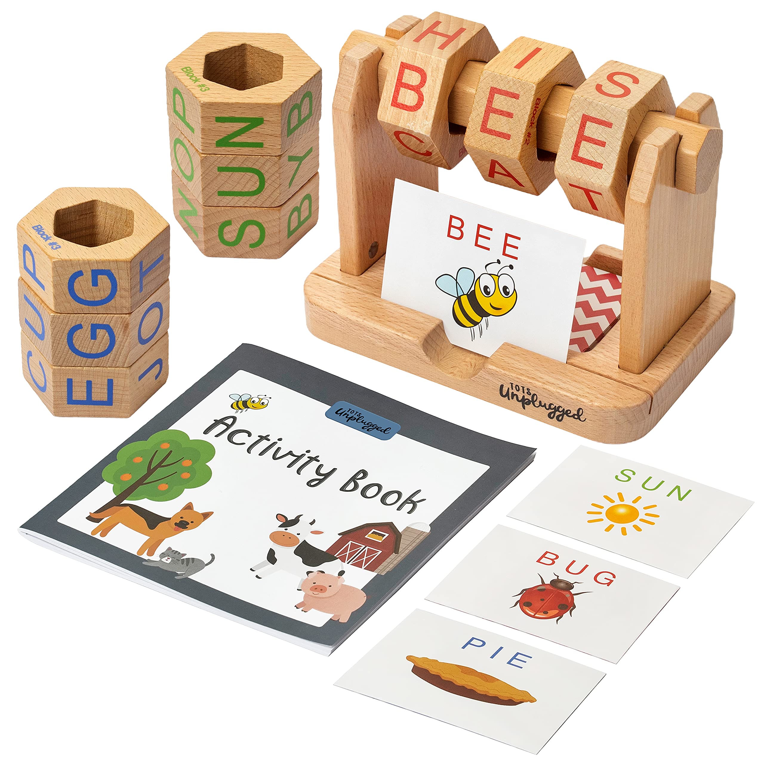 Mua Real Wood Spin and Read Montessori Phonetic Reading Blocks Combines ...