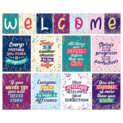 Decorably 15 Confetti Welcome Back Door Decorations, Matte-Laminated ...