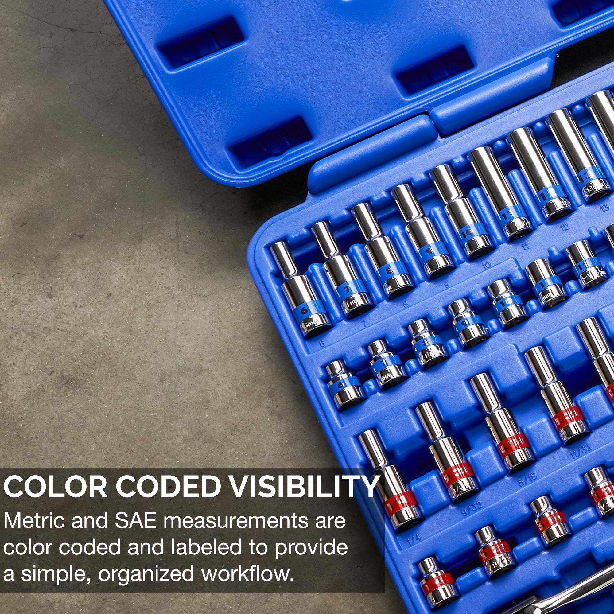 Neiko 02472A 3/8-Inch-Drive Colored Mechanics Tool Ratchet, Socket Set ...