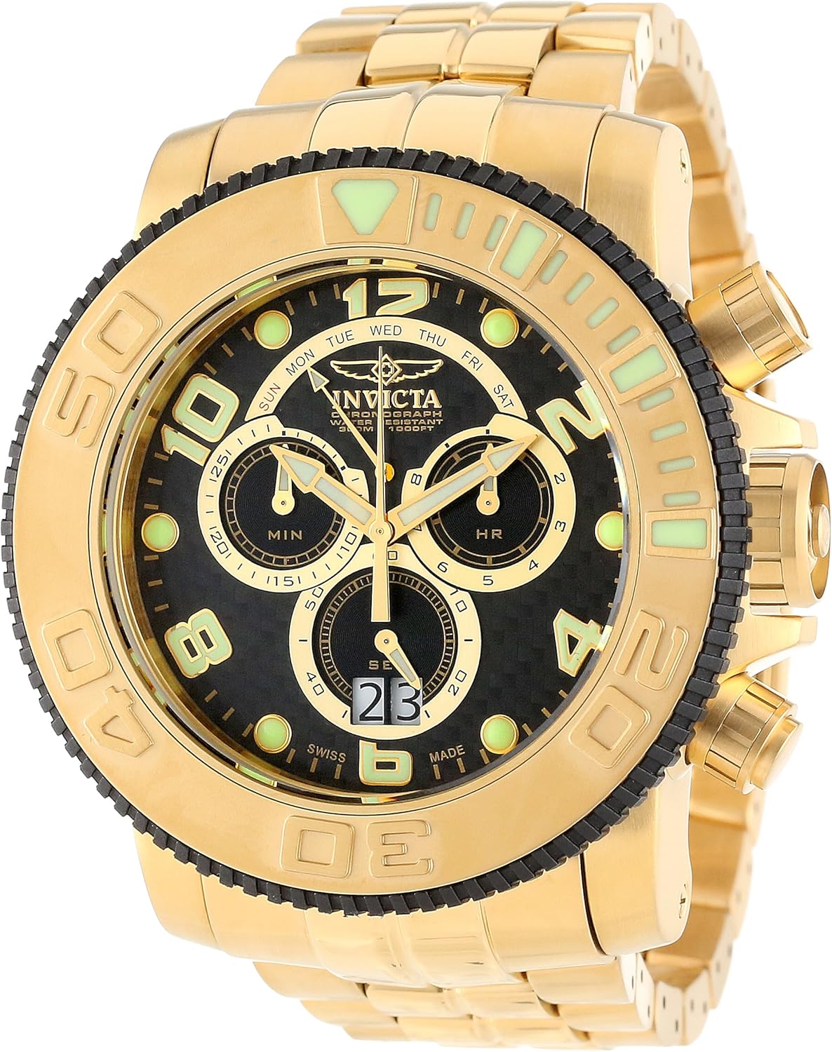 Invicta Men's 10763 Sea Hunter Chronograph Black Carbon Fiber Dial 18k ...