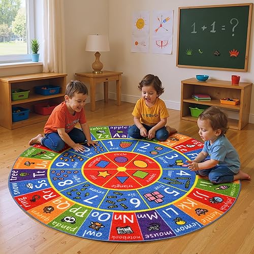 KC Cubs Educational Kids Rug – ABC Alphabet, 123 Numbers & Shapes ...