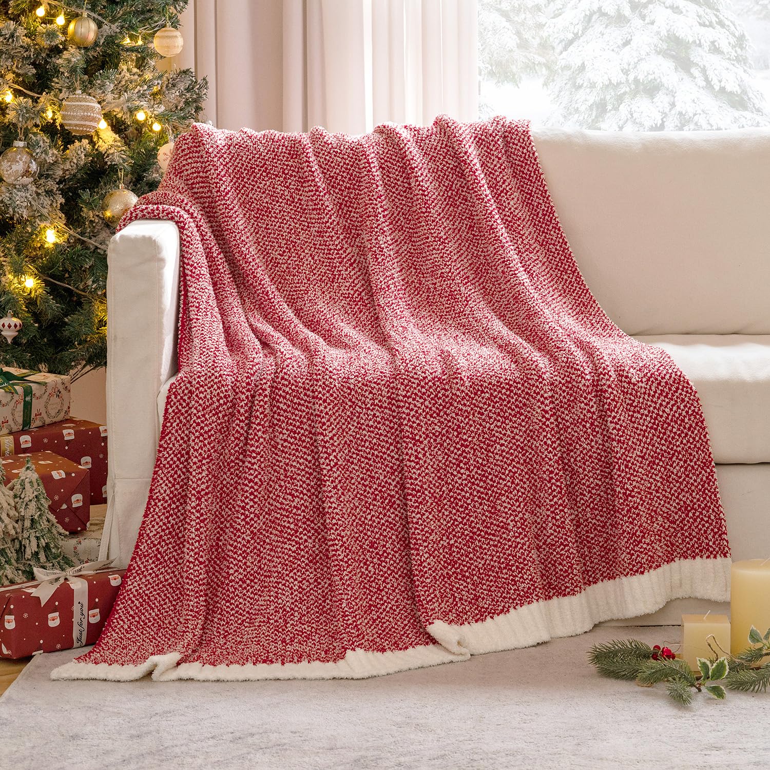 MIULEE Christmas Red Super Soft Throw Blanket for Couch, Cozy Fluffy ...