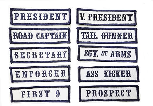Navy Blue Motorcycle Club MC Biker Title Rank Sons of Anarchy patches ...