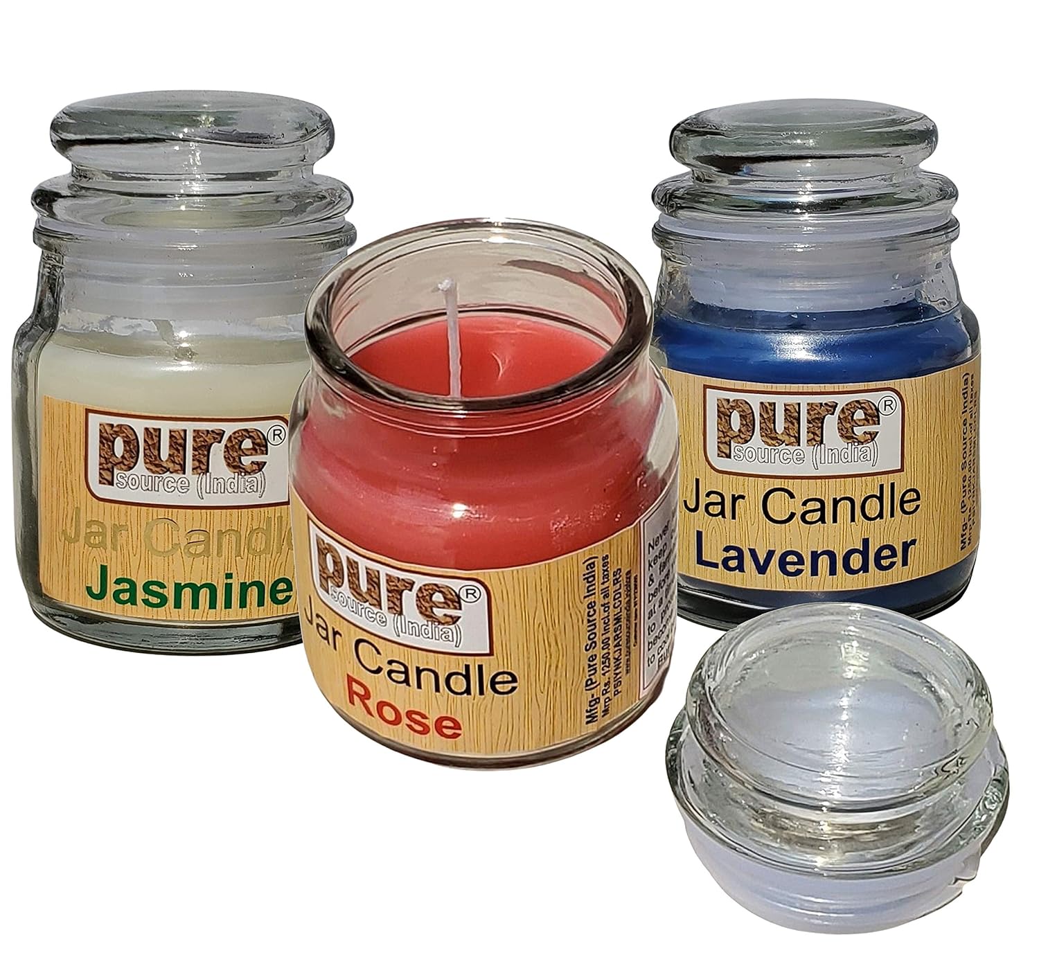 Buy Pure Source India Wax Jar Candle, Pack of 3, Rose;Jasmine;Lavender ...
