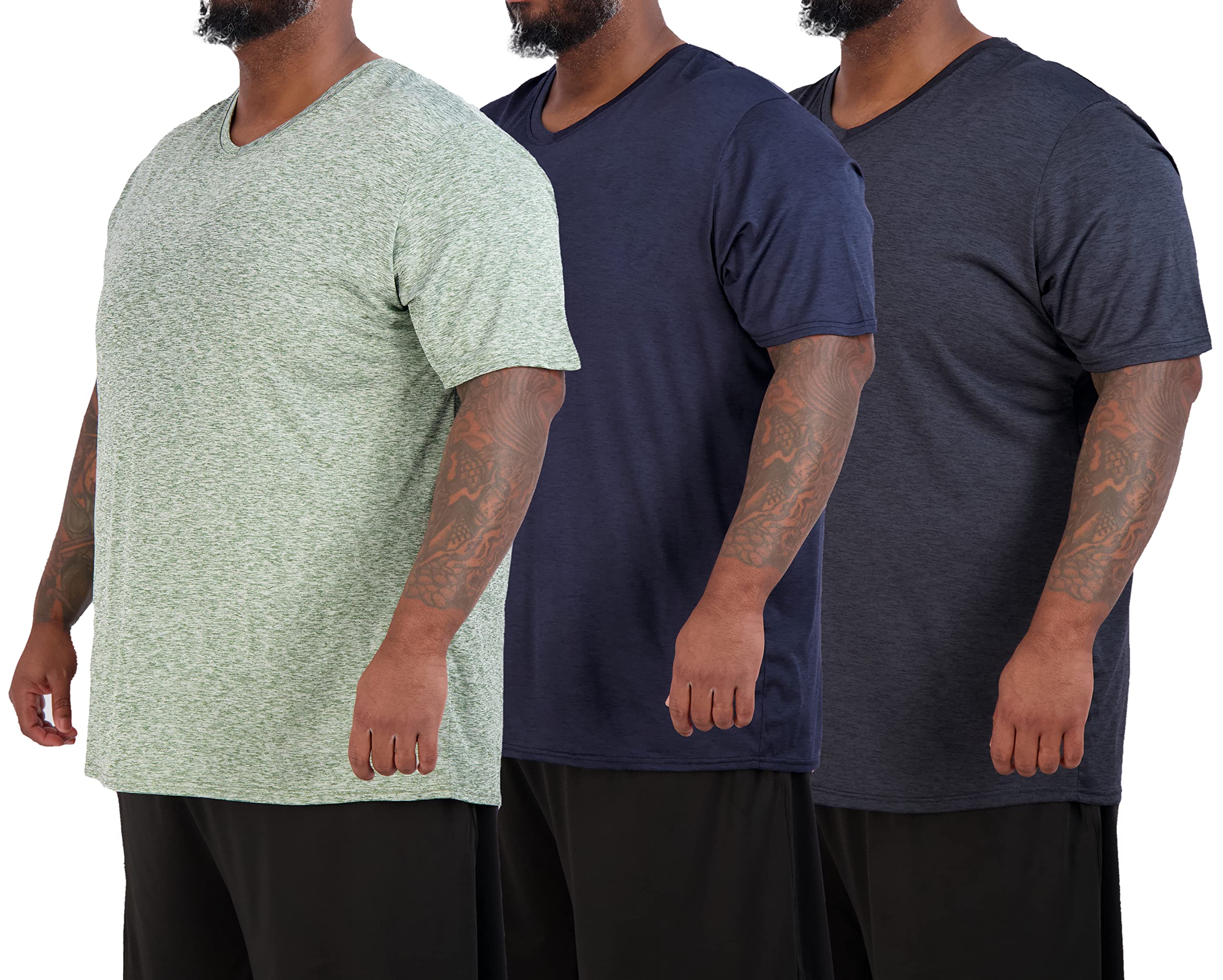 Real Essentials 3 Pack: Mens Big and Tall Tech Stretch Short Sleeve ...