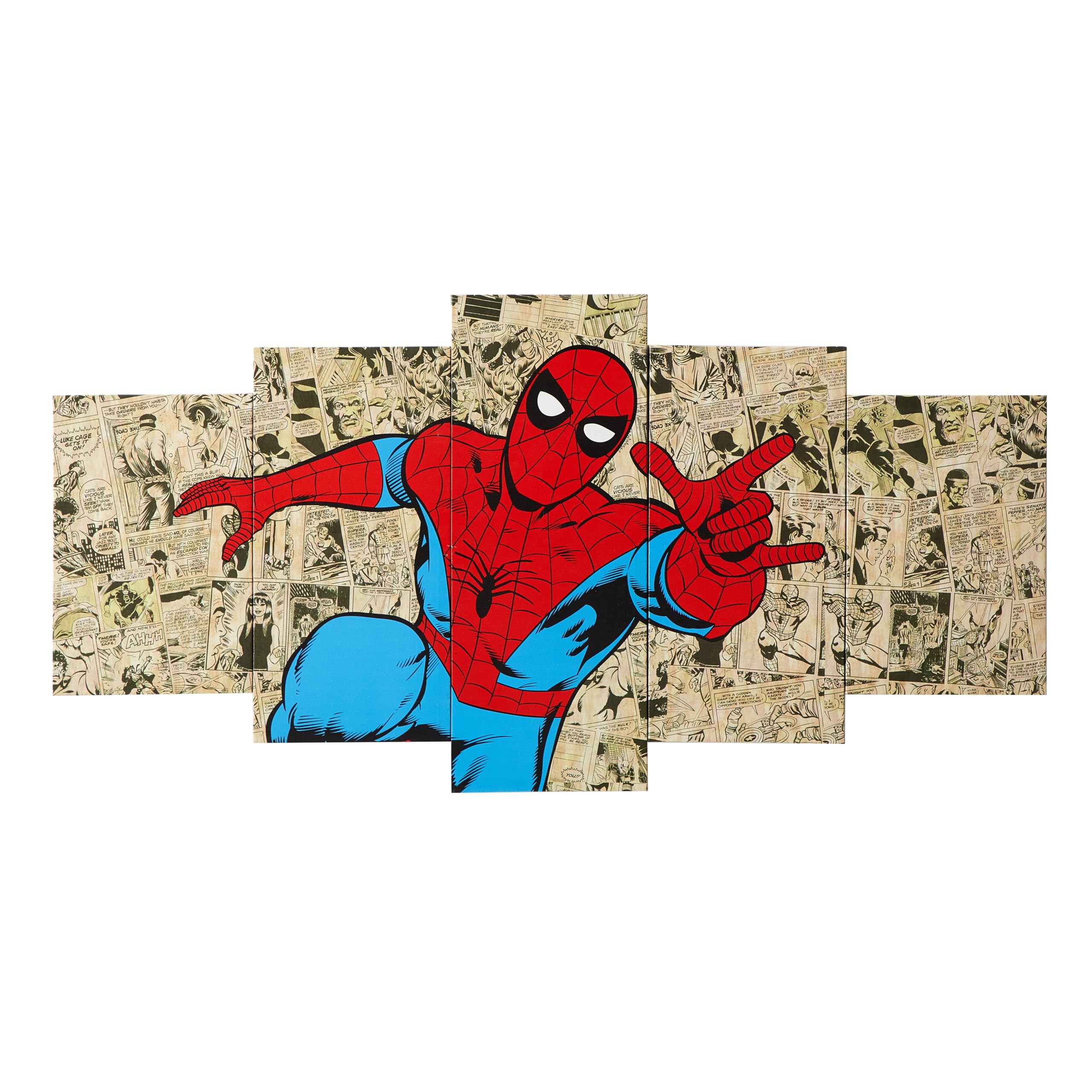 Idea Nuova Marvel Spiderman Comic 5 Piece Canvas Printed Wall Art Décor
