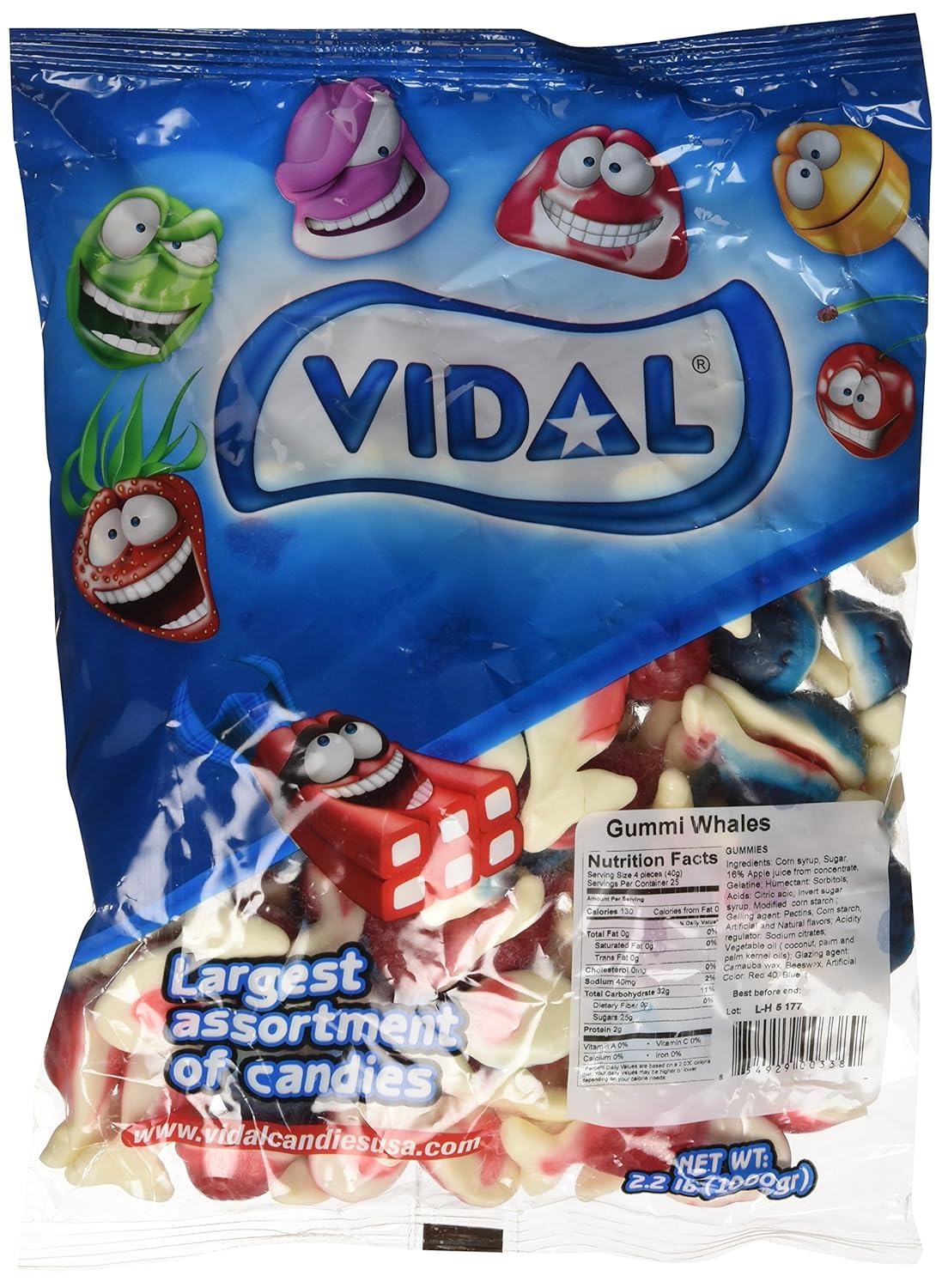 Amazon.com : Vidal Jelly Filled Gummy Whales Candy - 2.2 Lb Bag ...