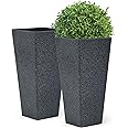 Amazon.com: Autodaya 28" Large Tall Planters for Outdoor Plants, Set of ...