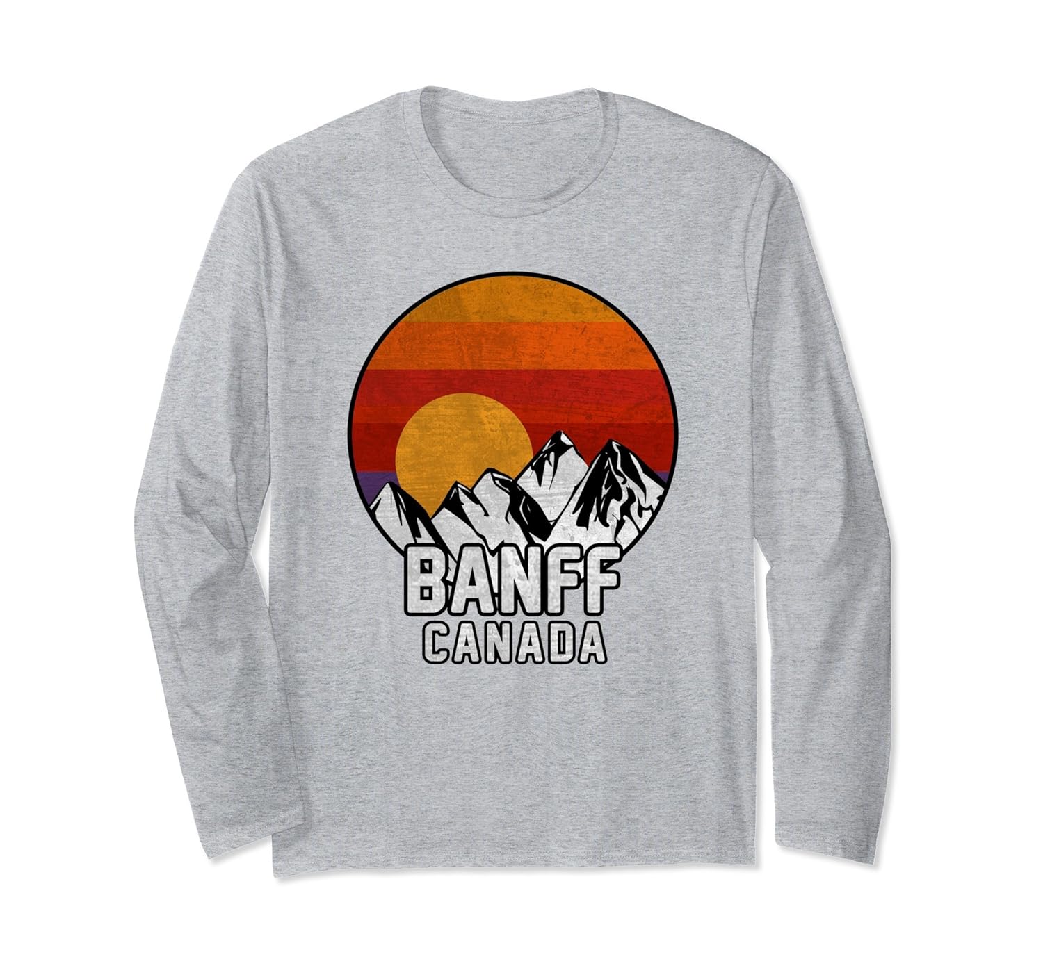 Banff Canada Retro Mountain Sunset Long Sleeve T-shirt-4LVS – 4loveshirt