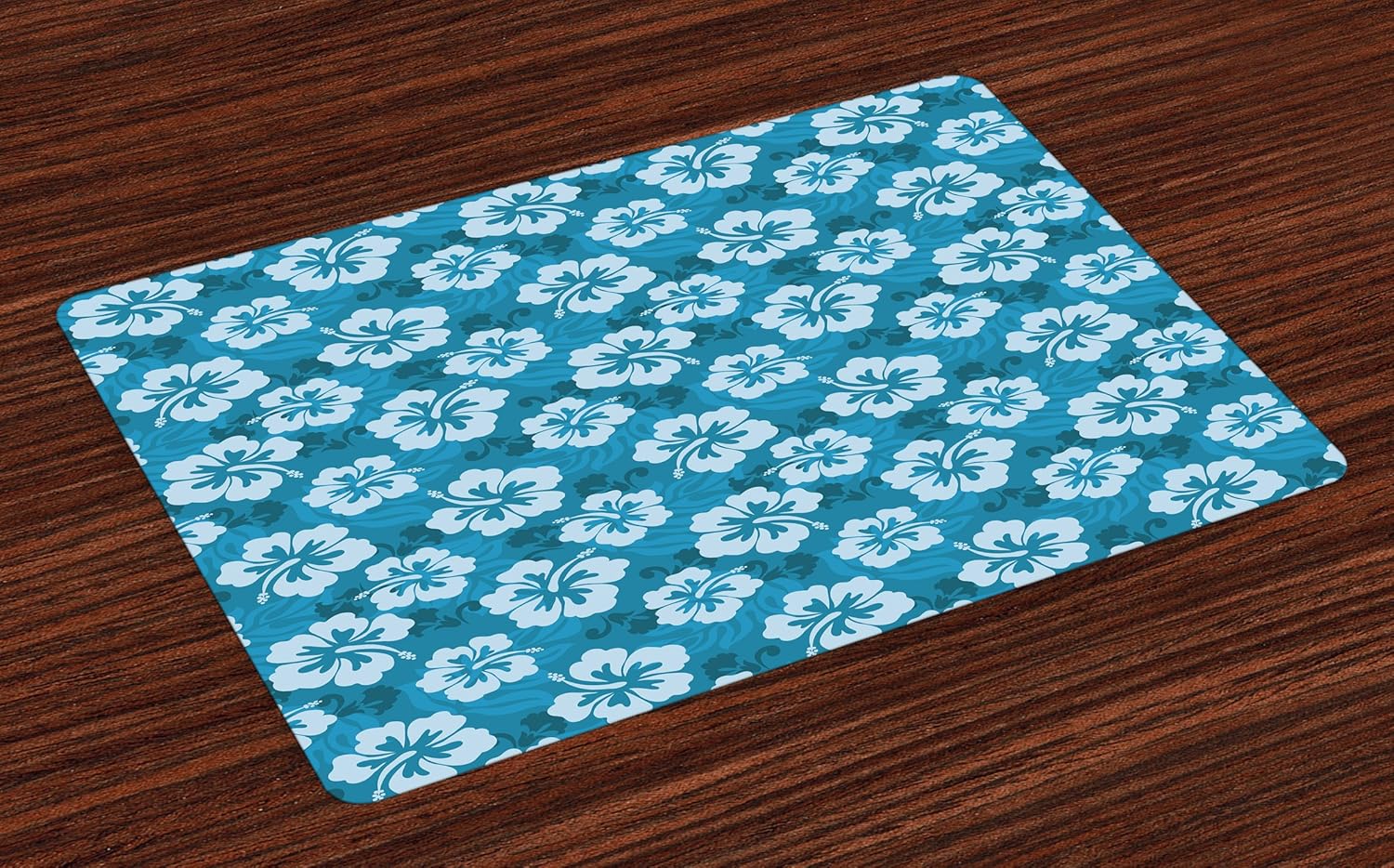 Amazon.com: Lunarable Hawaiian Place Mats Set of 4, Hawaiian Hibiscus ...