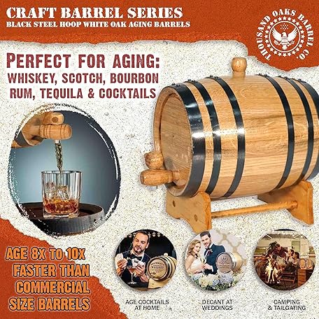 Mua 1 Liter Oak Aging Barrel with Wood Stand, Bung & Spigot - Mini ...