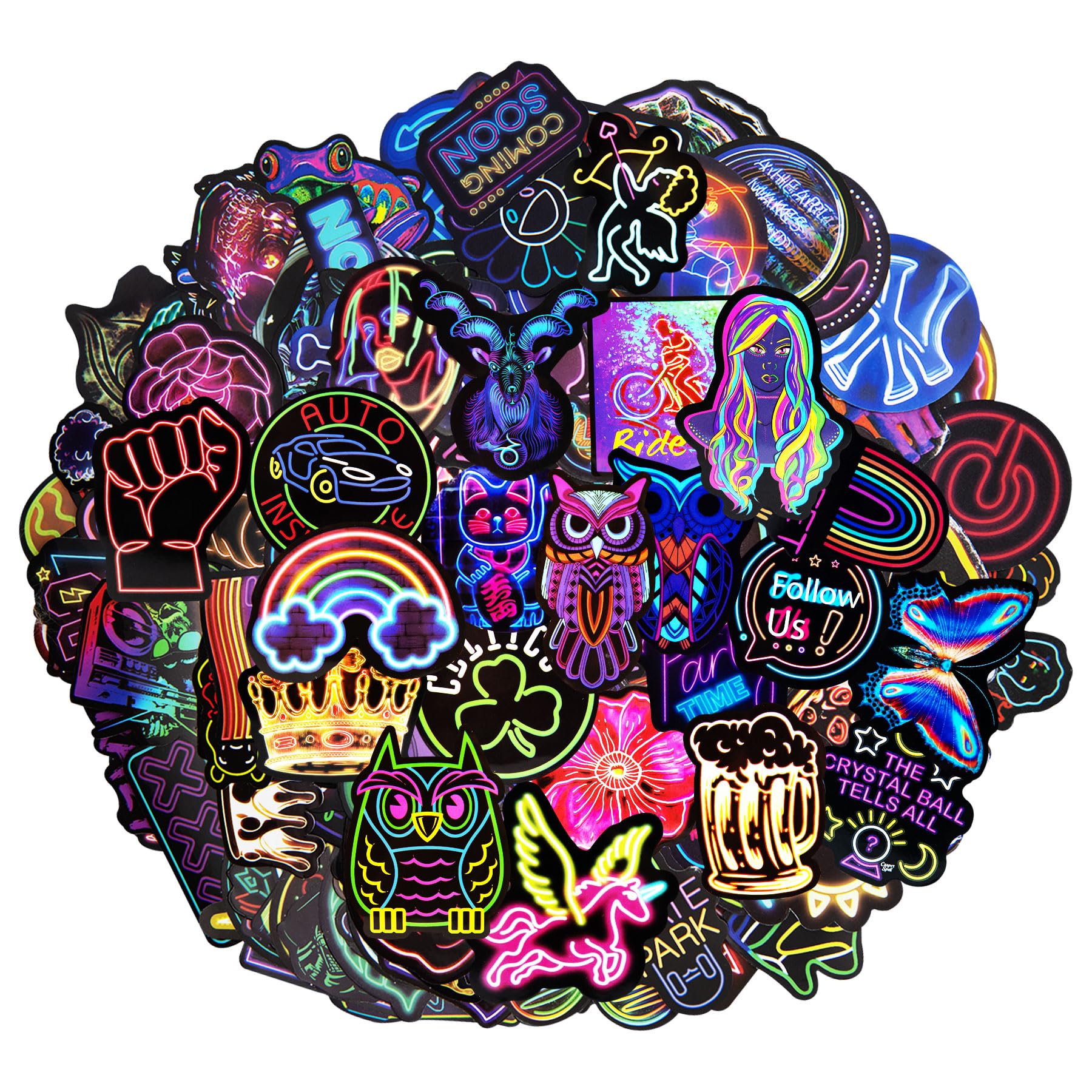 Knana 400Pcs Neon Stickers - Neon Stickers Stickers Cool Stickers ...