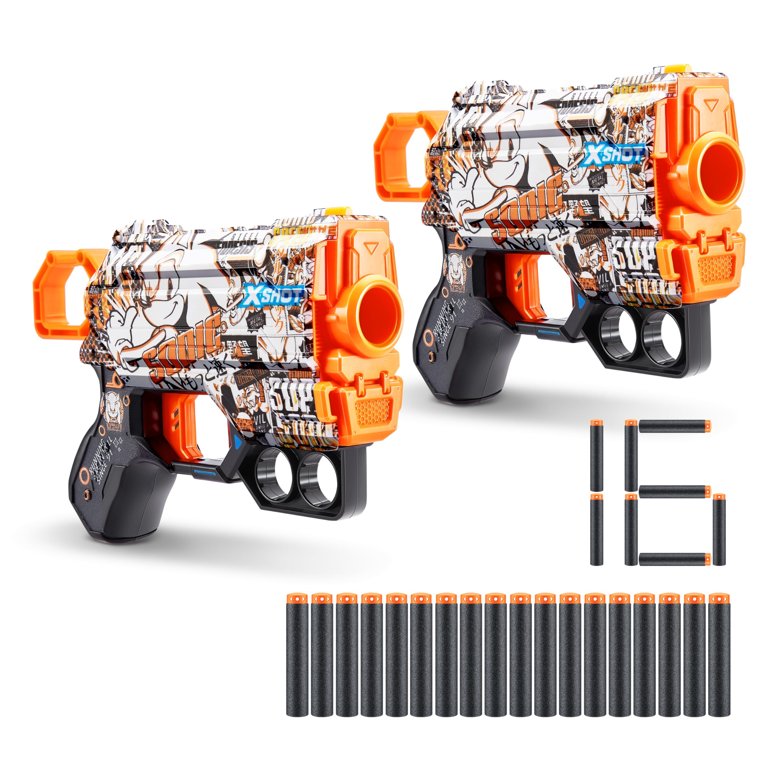 X-Shot Skins Menace - Sonic Retro (2 Pack + 16 Darts) by ZURU, X-Shot ...