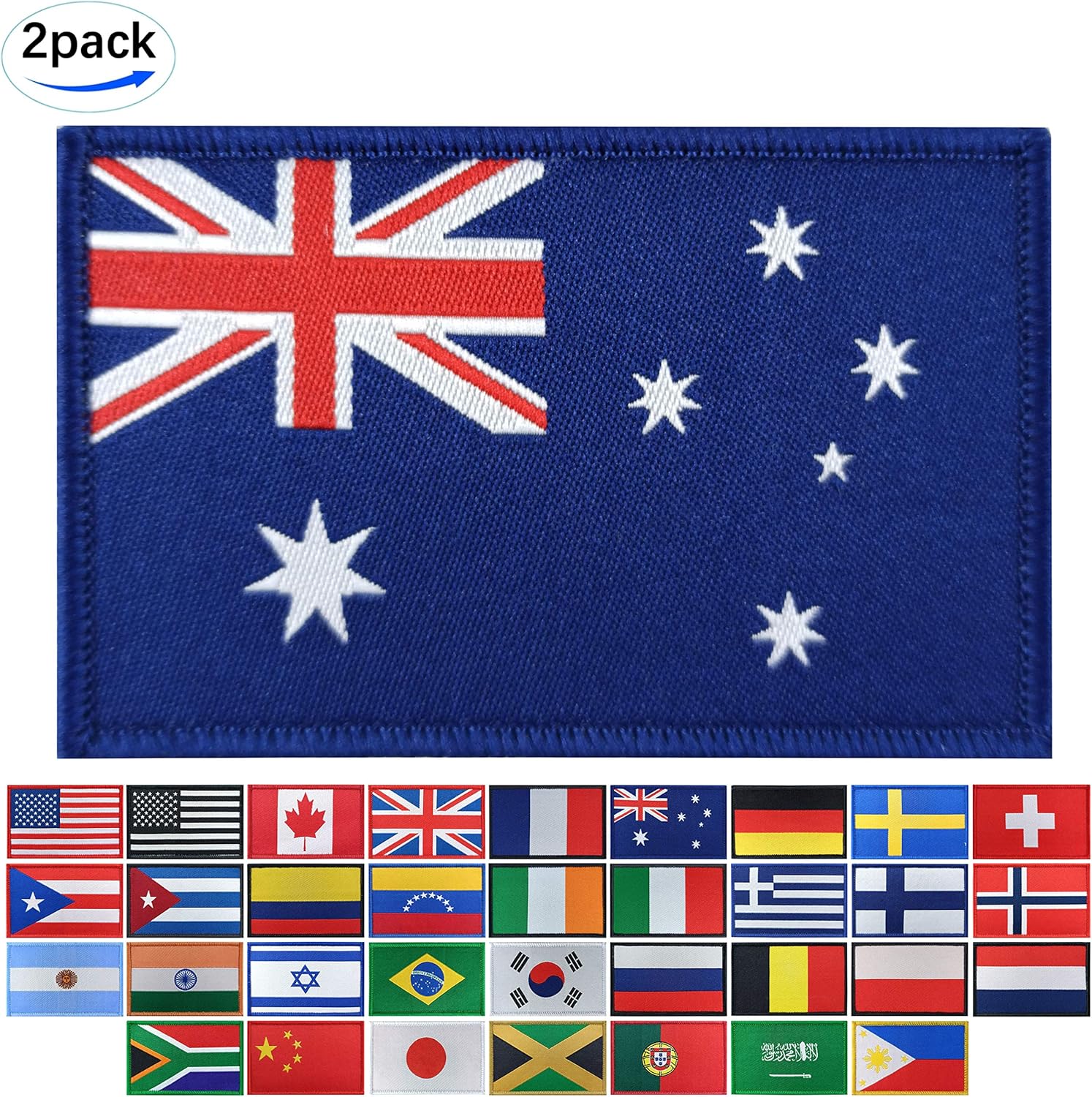 Amazon.com: JBCD 2 Pack Australia Flag Woven Patch Australian Flags ...