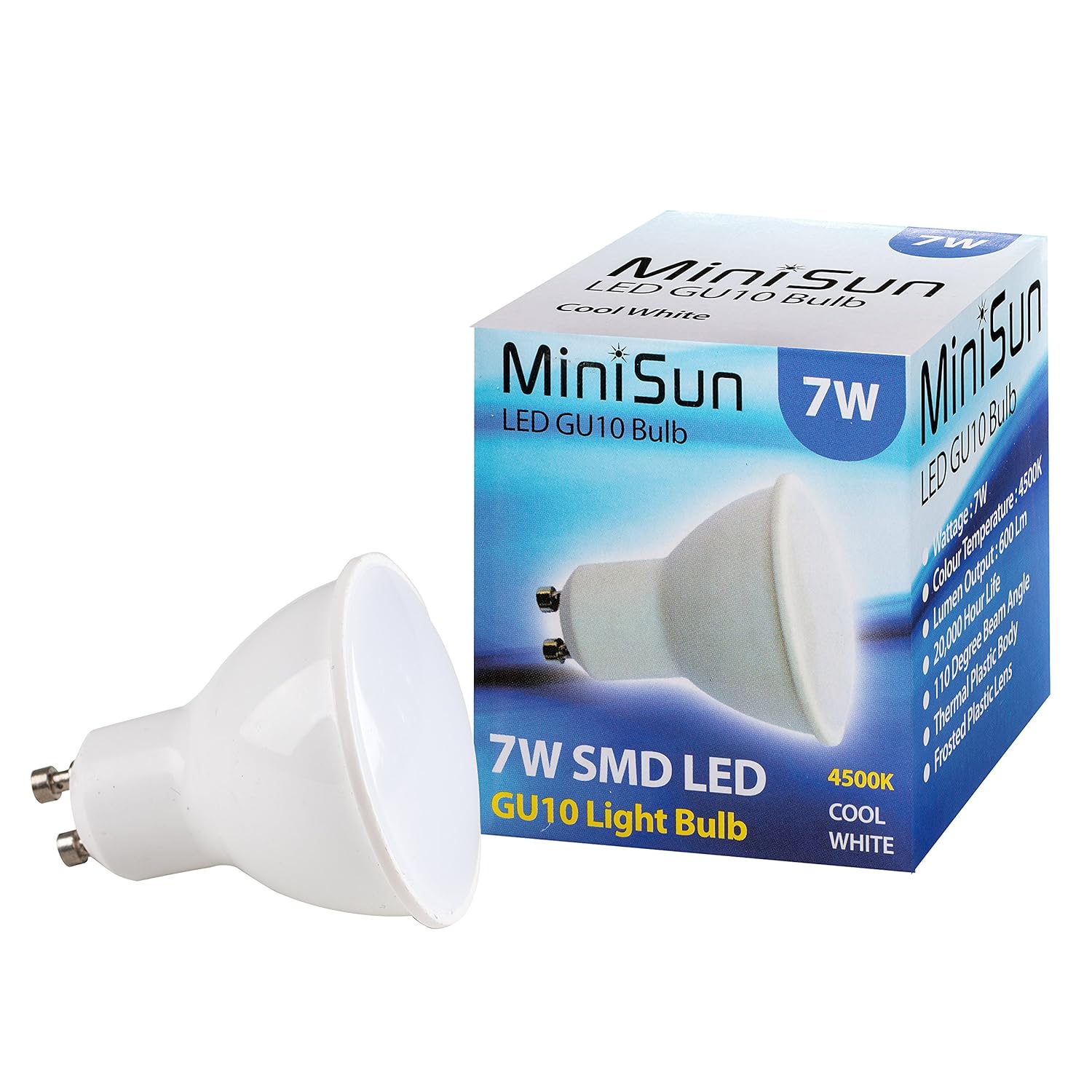 MiniSun Thermal Plastic 7w High Power Long Life Energy Saving LED GU10 ...