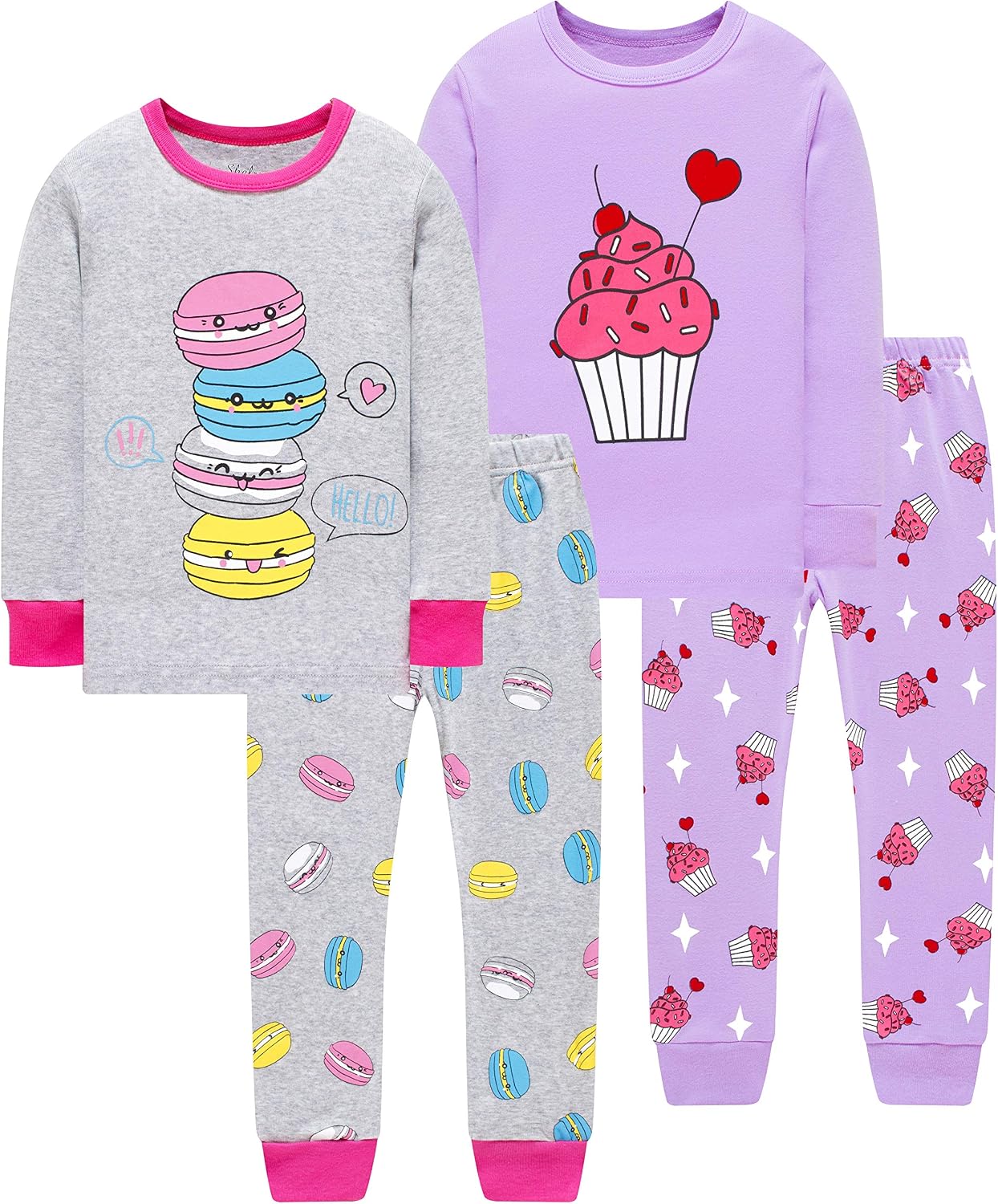Pijama Shelry para meninas, infantil, conjunto com 4 peças de calça de ...
