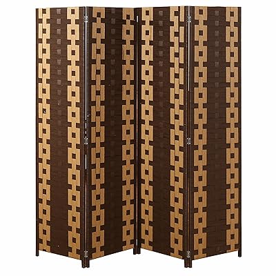 Buy MyGift Chain Link Pattern 4 Panel Room Divider, Partition Folding ...