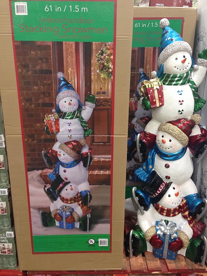 Stacking Snowmen with Led Lights 61 Inches Tall: Amazon.co.uk: Garden ...