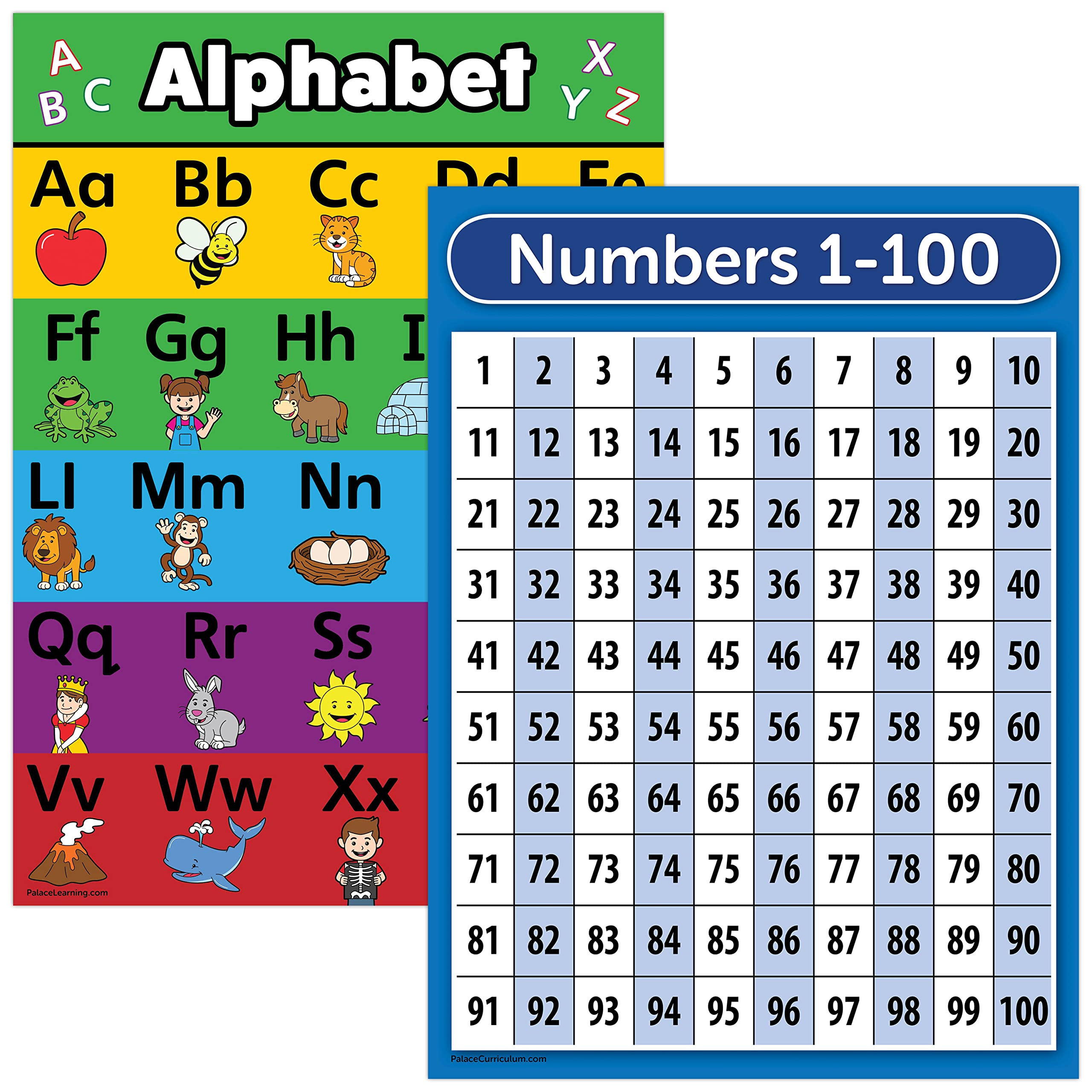Mua Palace Learning LAMINATED ABC Alphabet & Numbers 1-100 Poster Chart ...