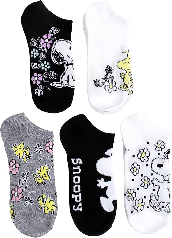 Peanuts Snoopy No Show Socks 5 Pack (9-11 / shoe: 4-9, Multi): Amazon ...