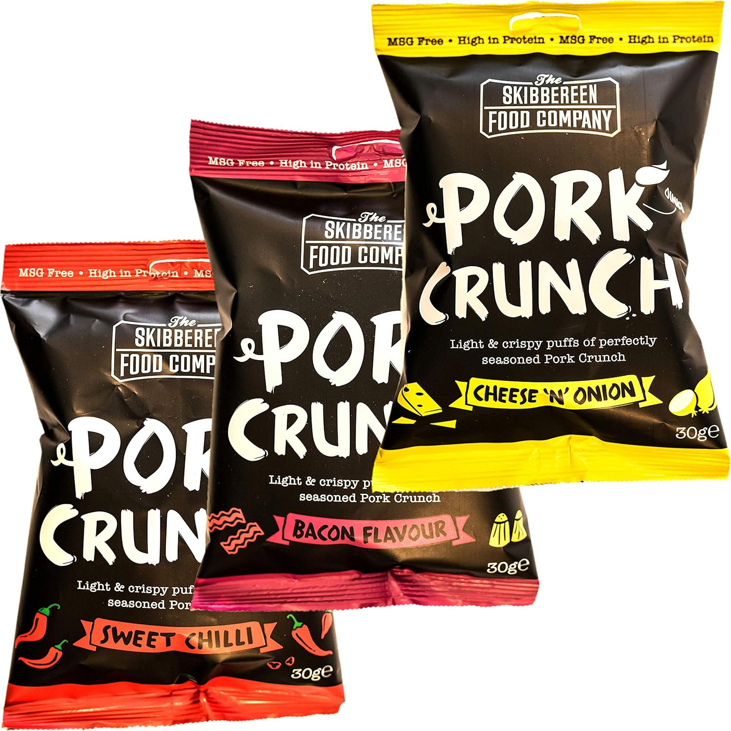 Skibbereen Pork Crunch Pub Snack Variety Pack - 12x30g Deliciously ...