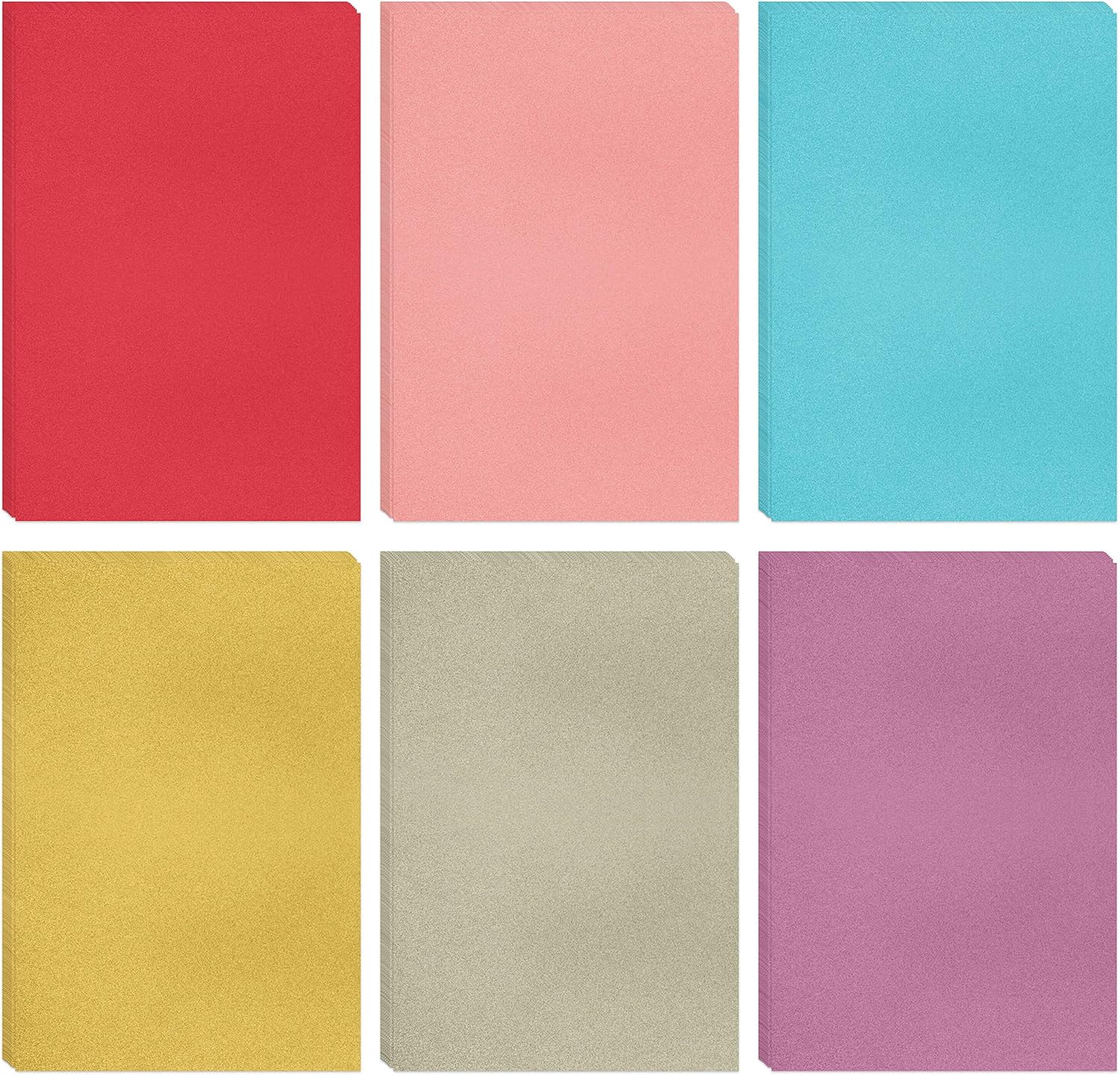 Belle Vous A4 Shimmer Paper (120 Sheets) – 6 Assorted Metallic ...