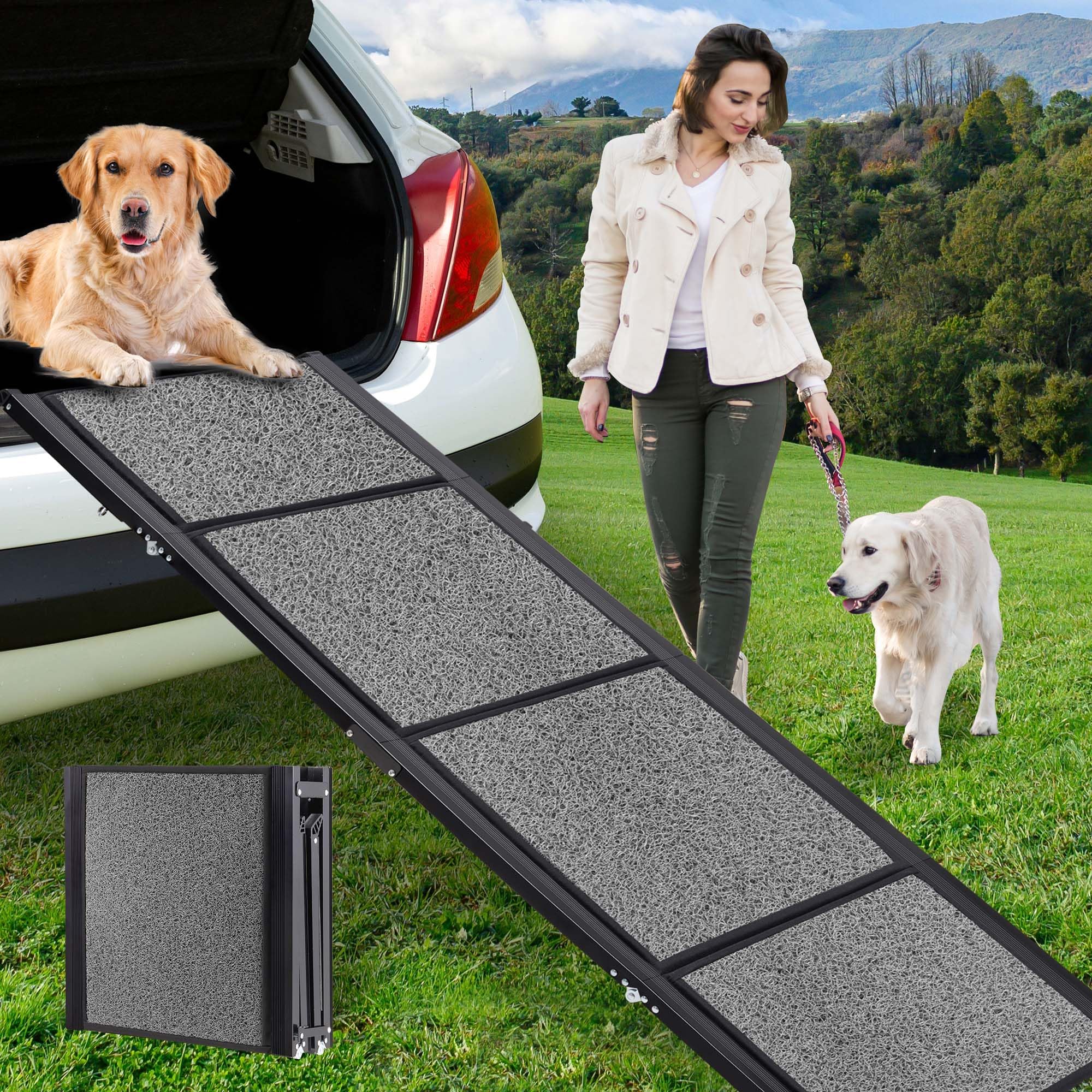 HABUTWAY Extra Wide Dog Ramp for Car - 250LBS Capality, 67''L x 20''W ...