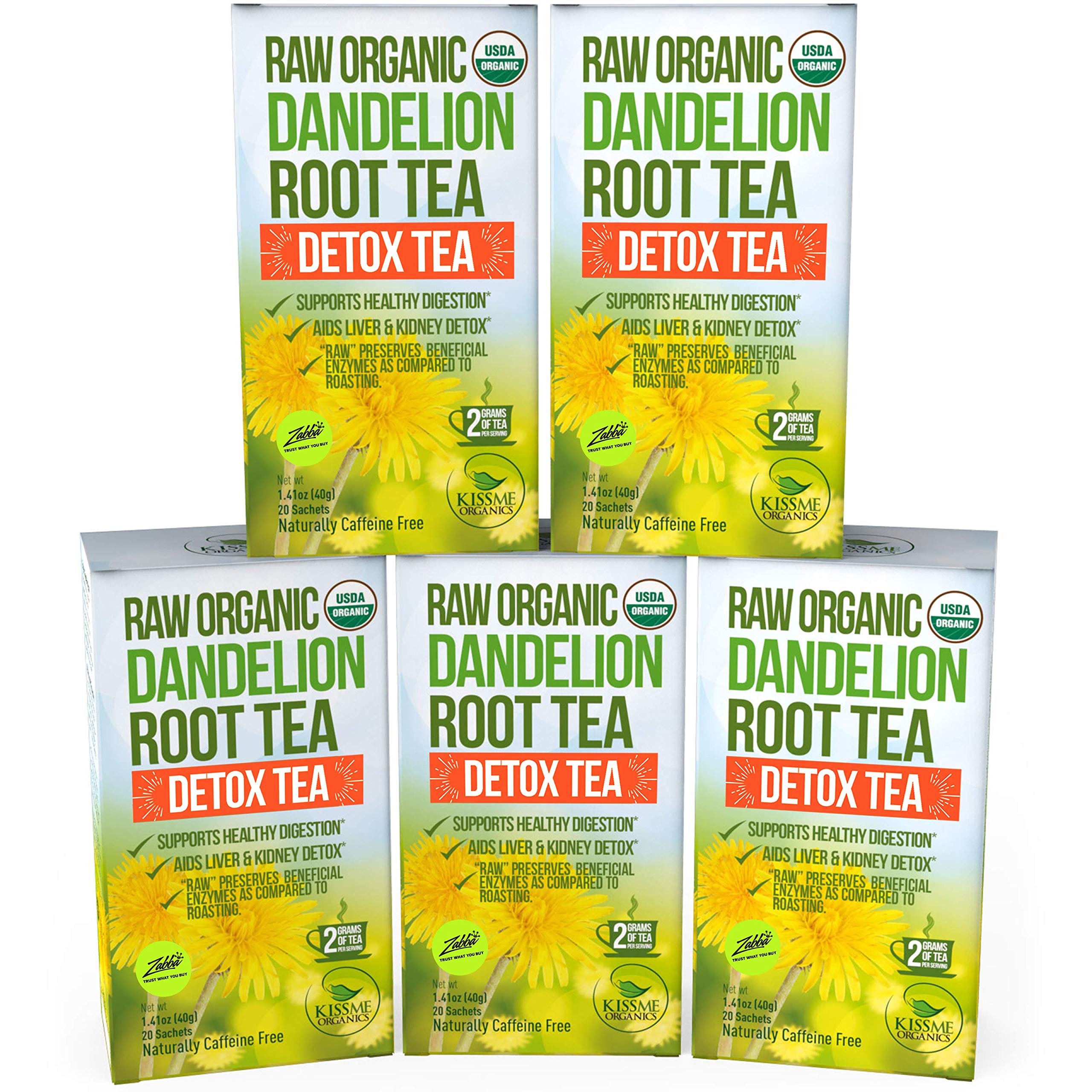 Organic Dandelion Root Tea Detox - Raw Vitamin Rich Digestive - 5 Pack ...