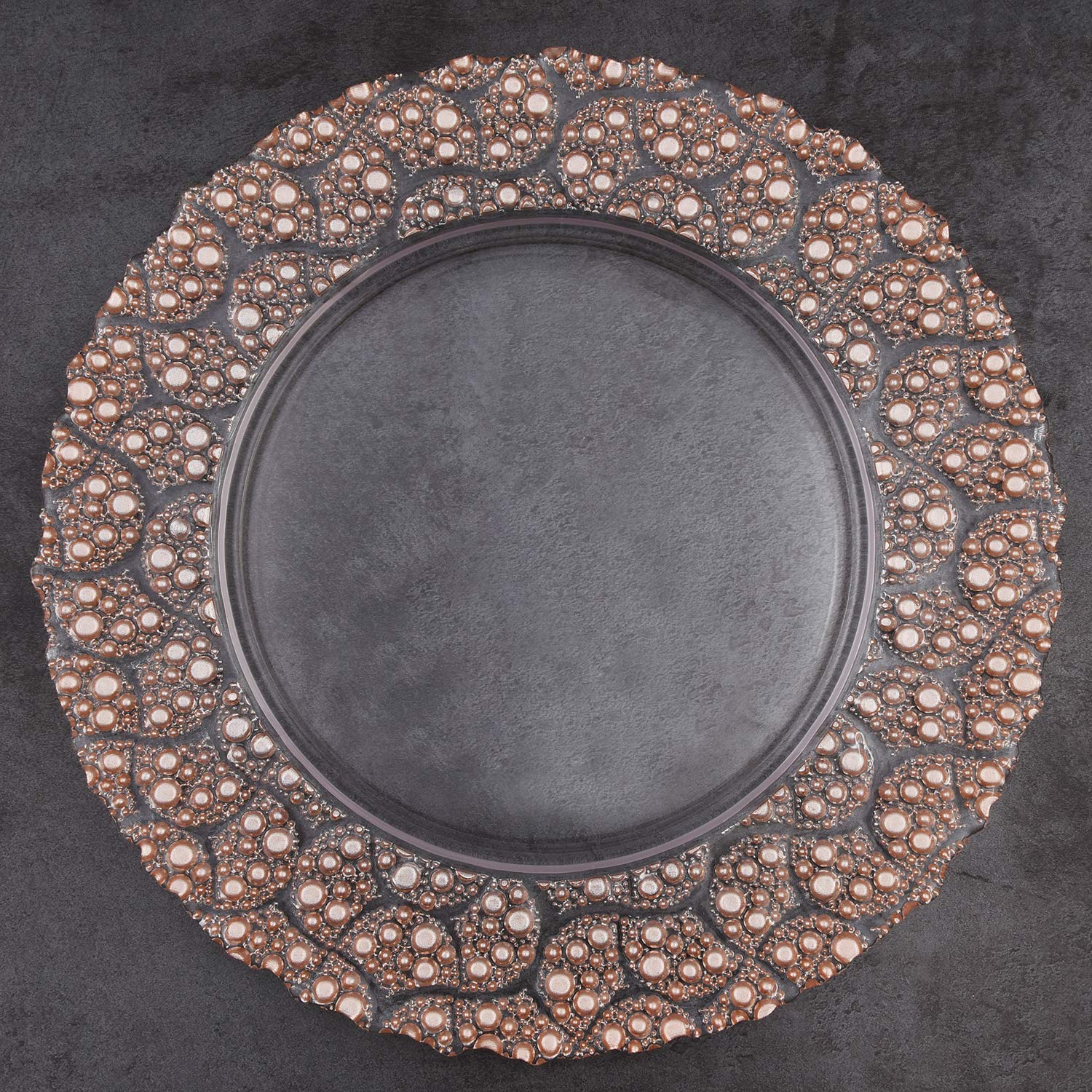 Amazon.com | ALINK Rose Gold Rim Glass Charger Plates, 13" Clear Large ...