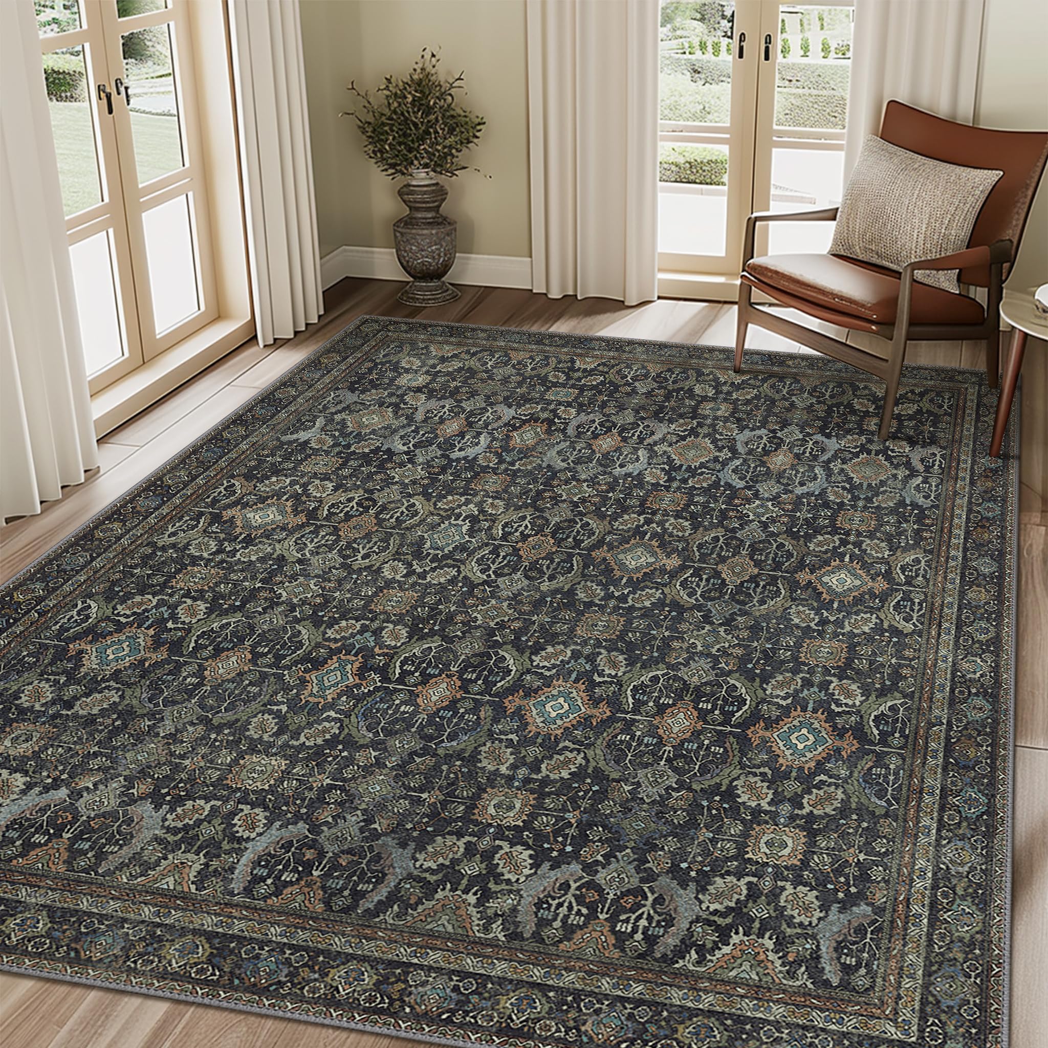 BESBLEE 8X10 Area Rugs Machine Washable Rugs for Living Room, Vintage ...