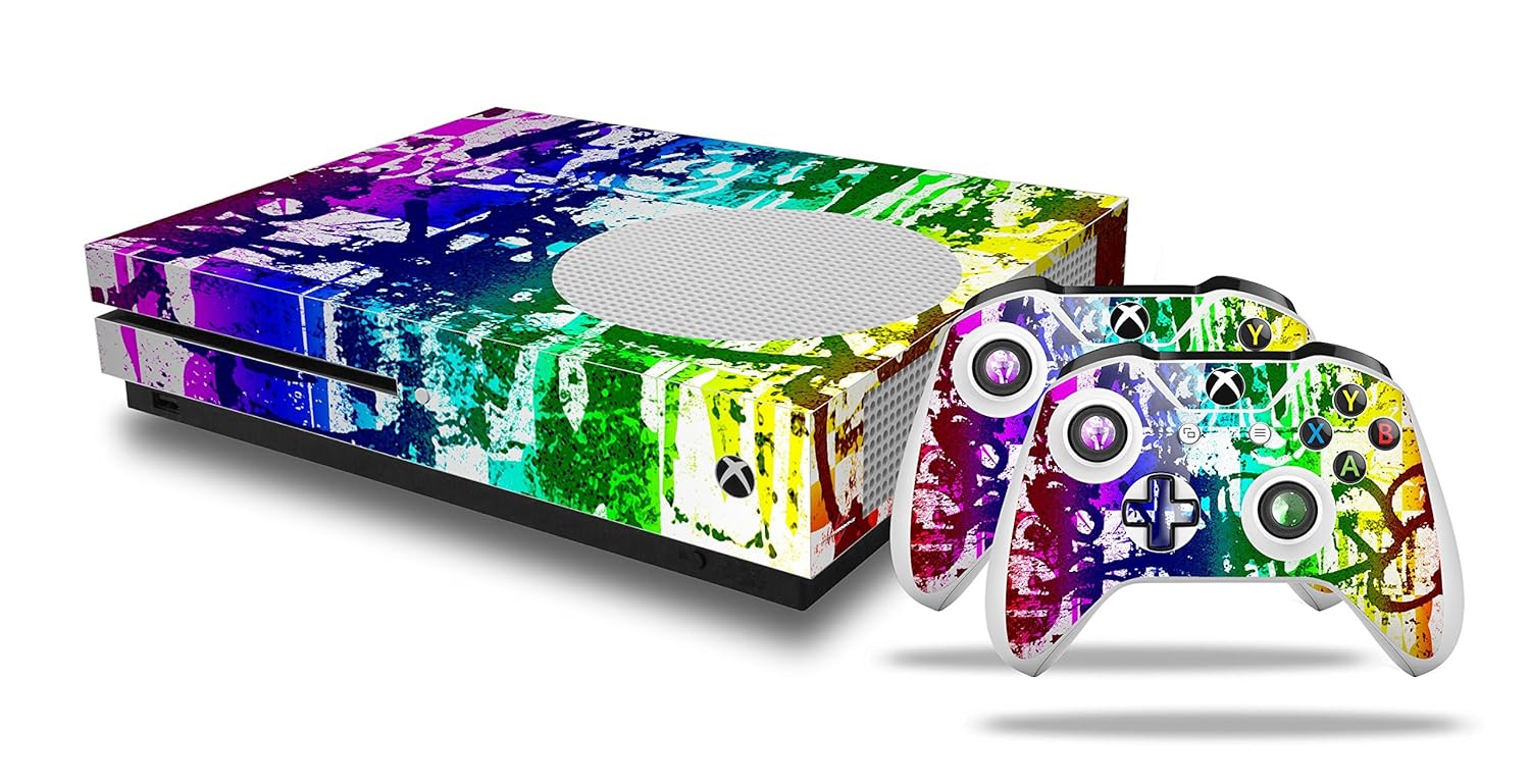 Amazon.com: Rainbow Graffiti - Decal Style Skin Set fits XBOX One S ...