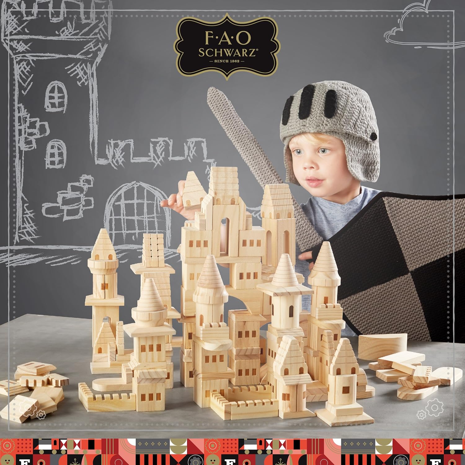 Building & Construction Toys Toddlers FAO Schwarz {75 Piece Set} Wooden ...