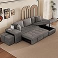 Amazon.com: mikibama 104" Convertible Sleeper Sectional Sofa, with Pull-Out Bed & Storage Chaise ...