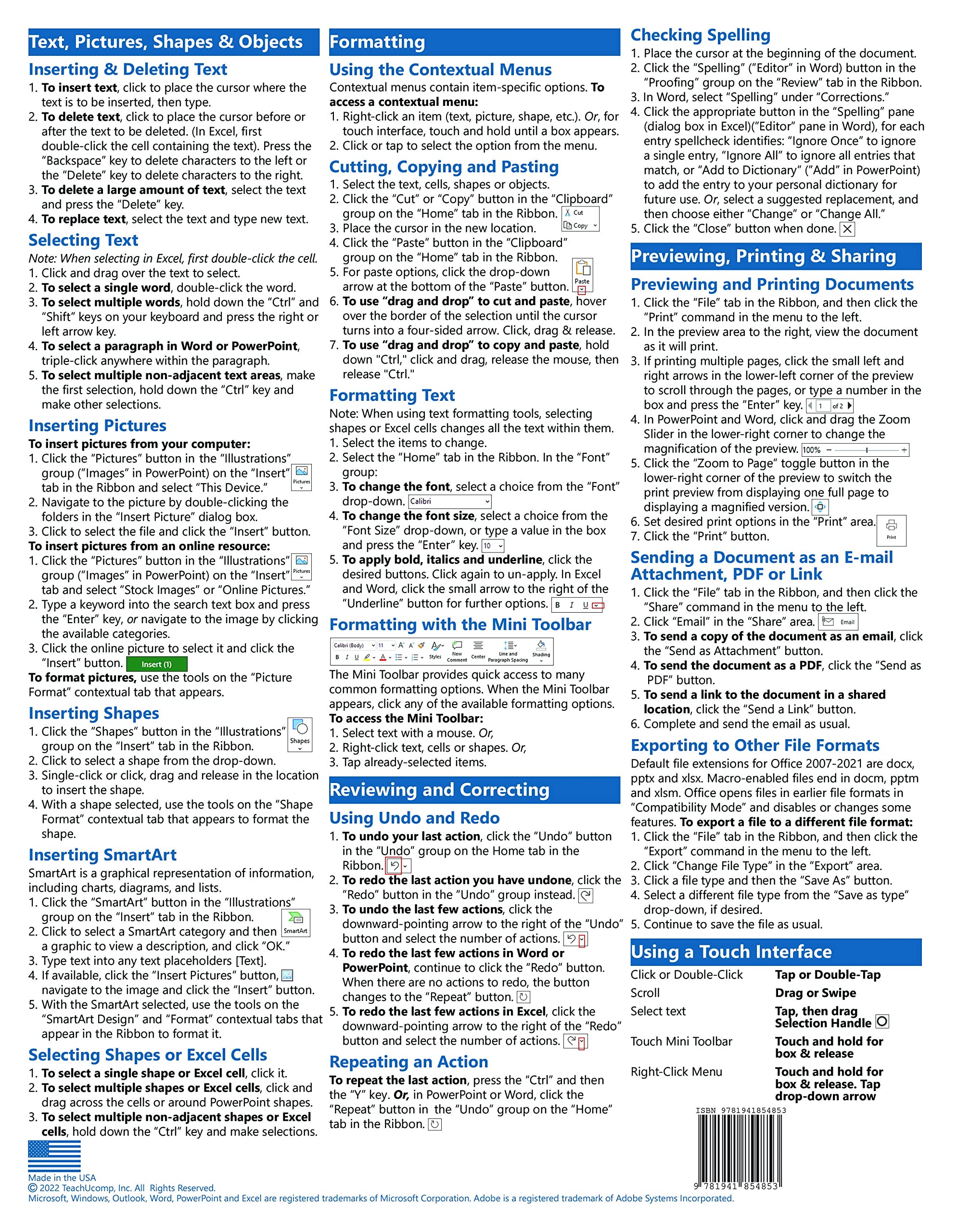 Mua Microsoft Office 2021 and 365 Basics Quick Reference Training Tutorial Guide (Cheat Sheet of ...