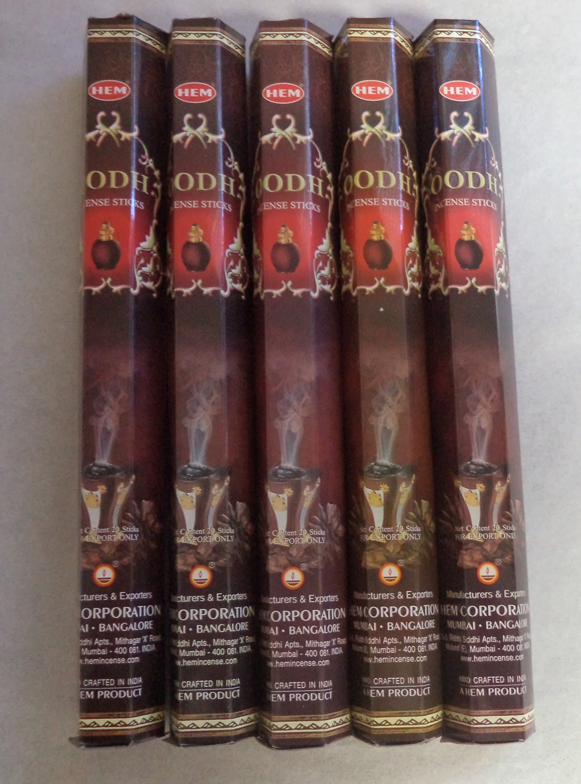 Amazon.com: Oodh Sandalwood - Box of Six 20 Stick Tubes - HEM Incense ...