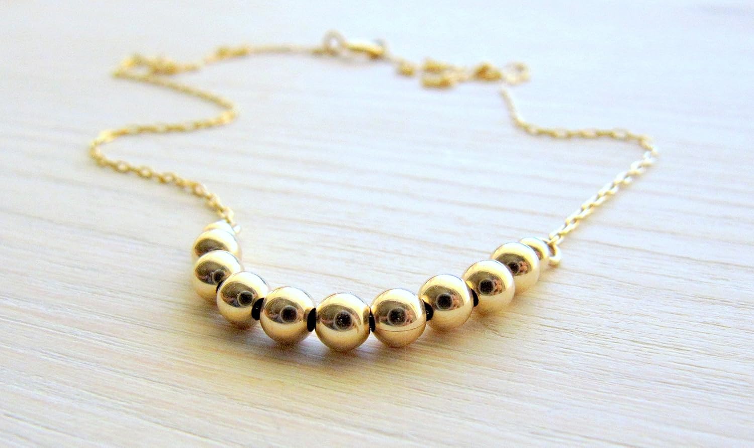 Amazon.com: Gold Necklace, Thin Gold Filled Necklace With Tiny Beads ...